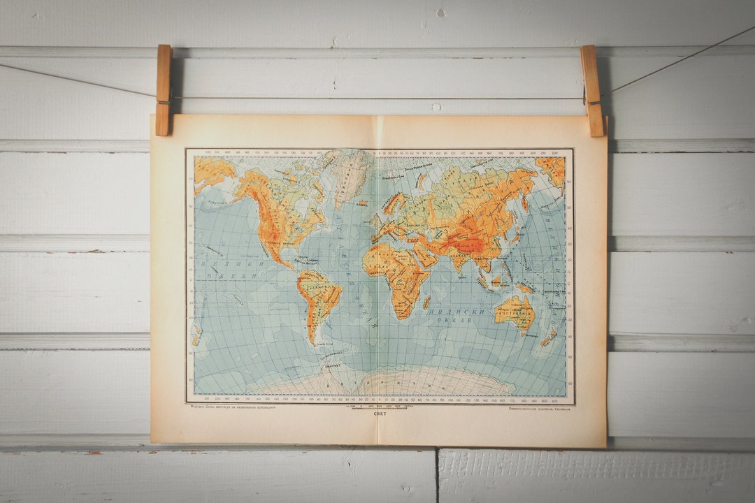1937 Vintage World Map - Etsy