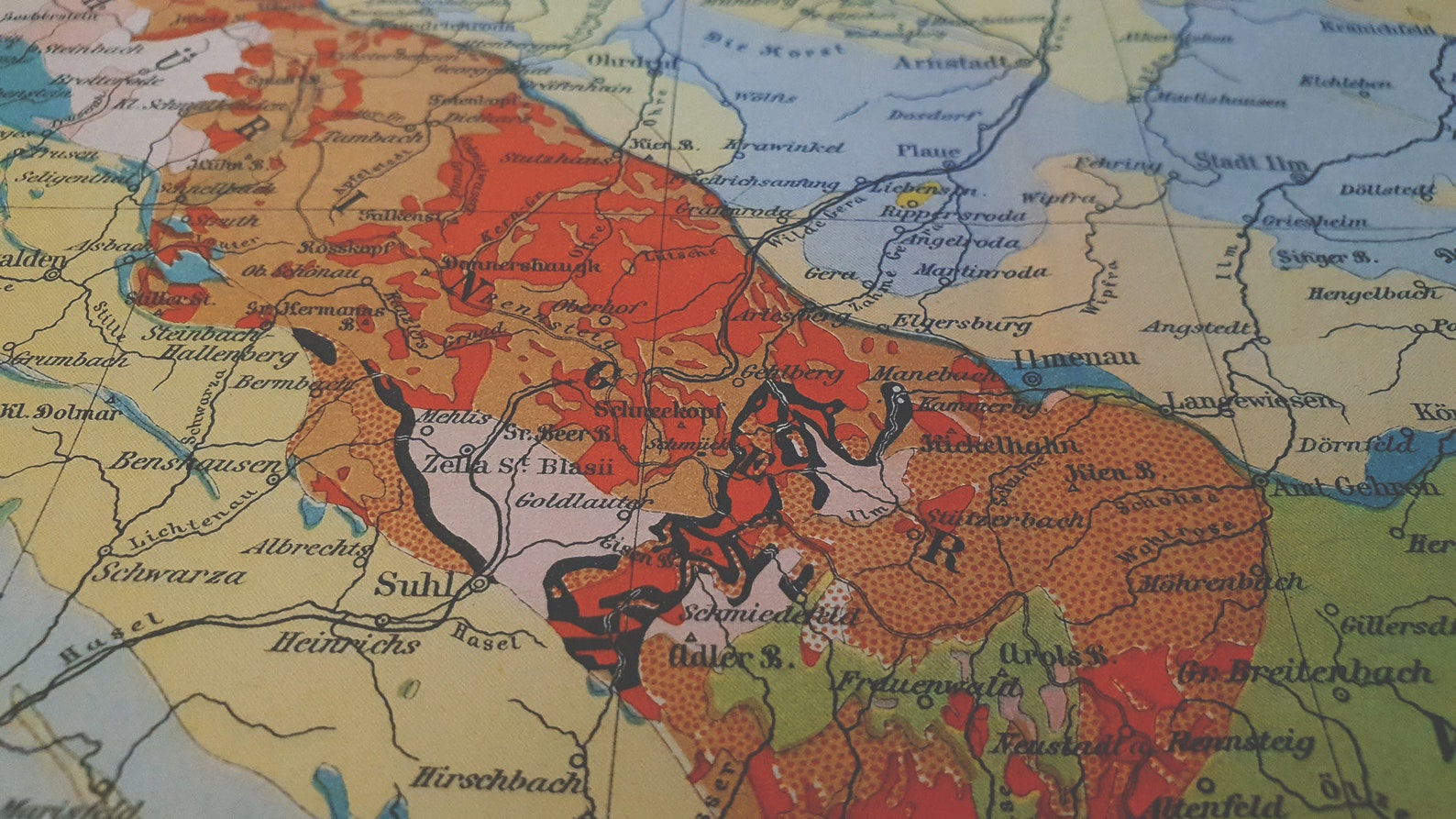 1890 Vintage Geological Map of Thuringia - Etsy