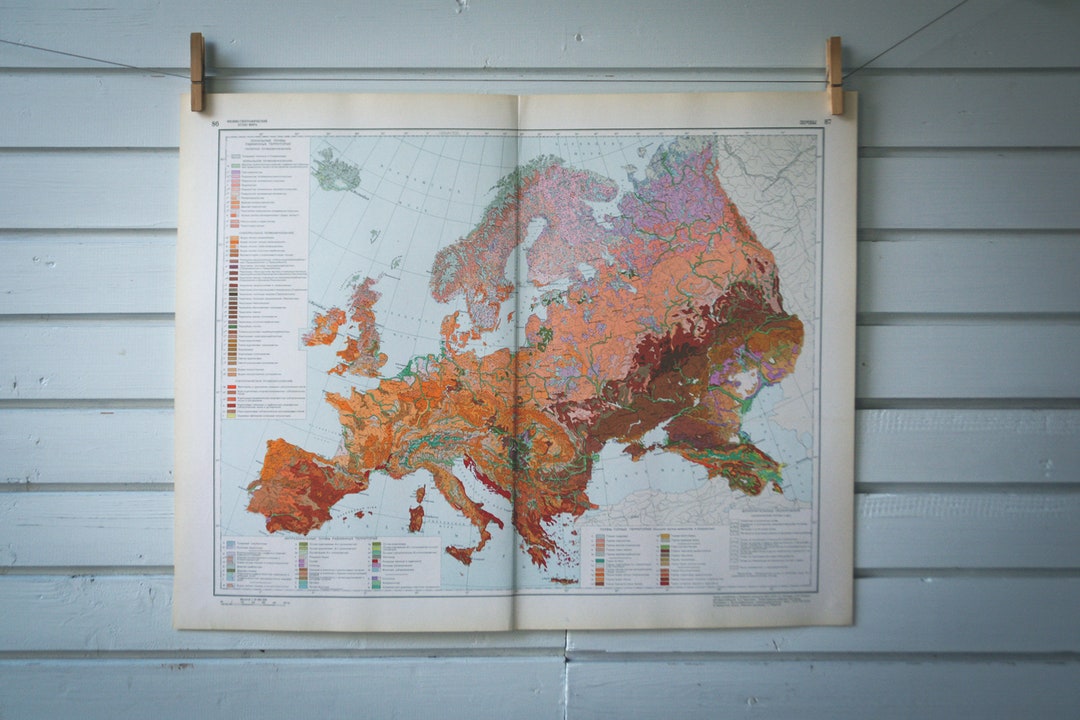 1964 Vintage Europe Soils Map - Etsy