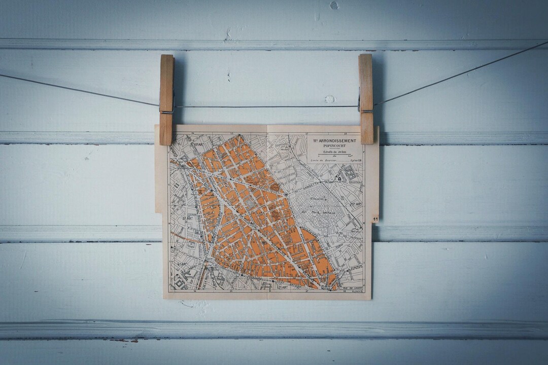 1930s Vintage Popincourt Arrondissement Map - Etsy