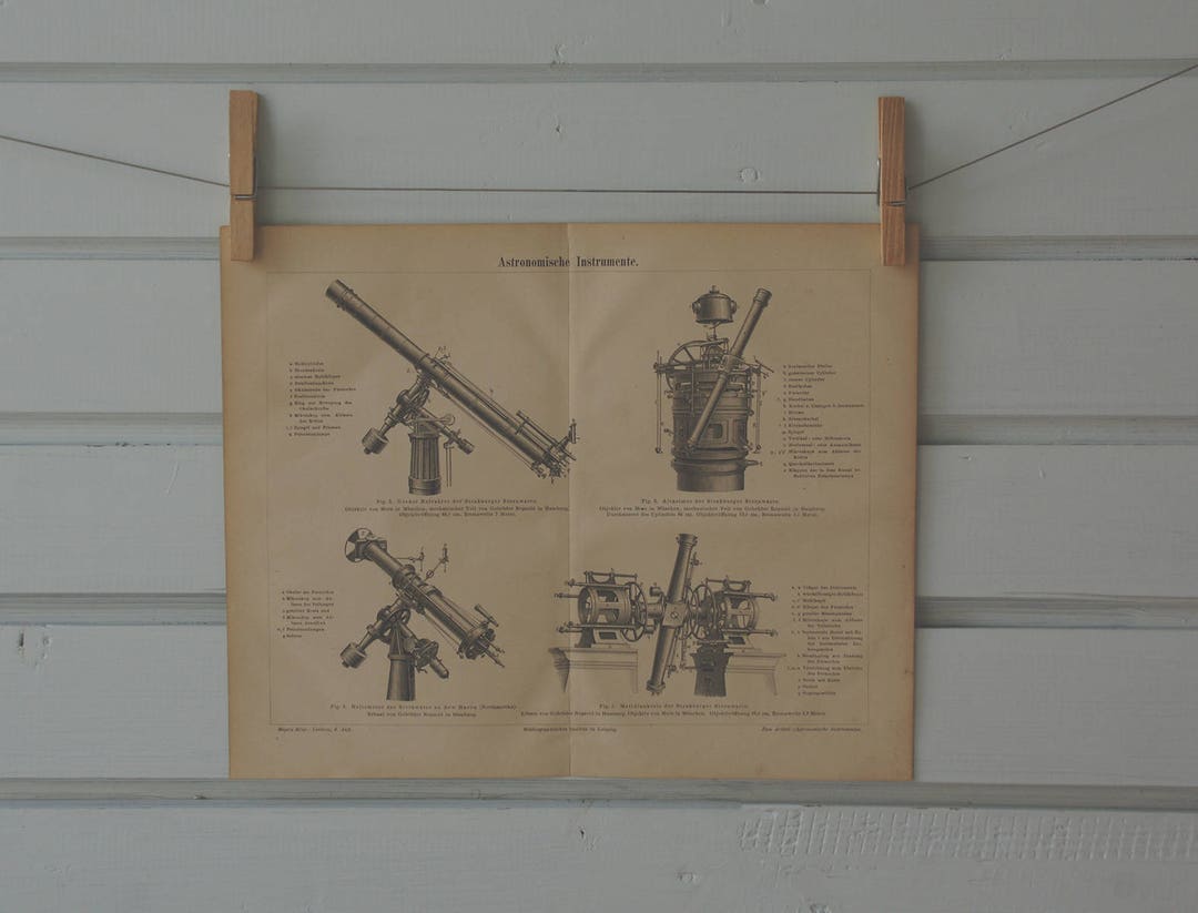 1890 Vintage Astronomy Instruments Lithograph Illustration - Etsy