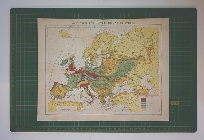 1887 Vintage Population Density Map of Europe | Etsy