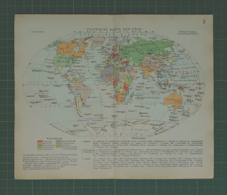 1939 Vintage World Map - Etsy
