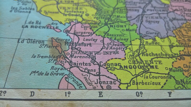 1936 Vintage West France Map - Etsy