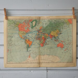 1958 Vintage World Map | Etsy