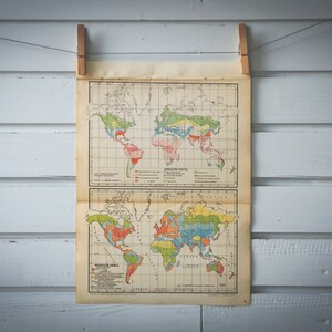 1950 Vintage World Map - Etsy