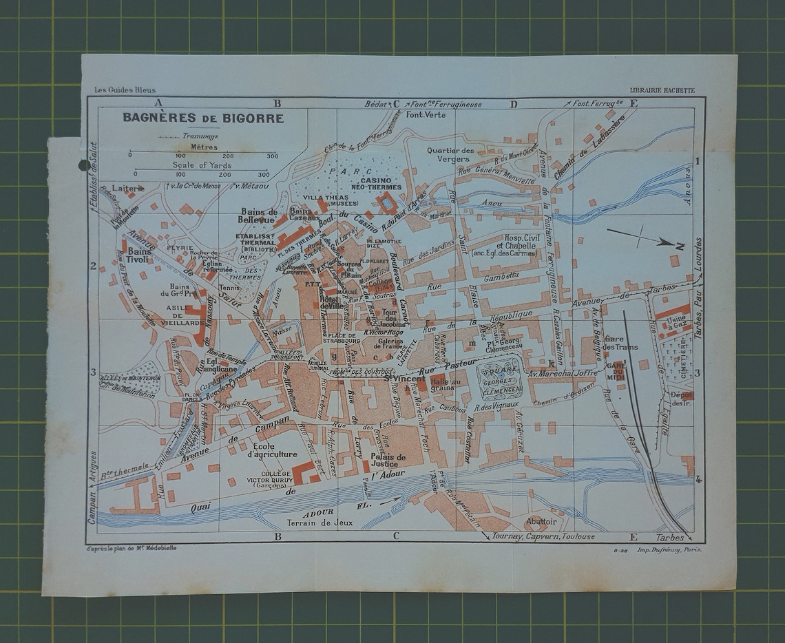 1925 Vintage Bagnères-de-bigorre Map | Etsy