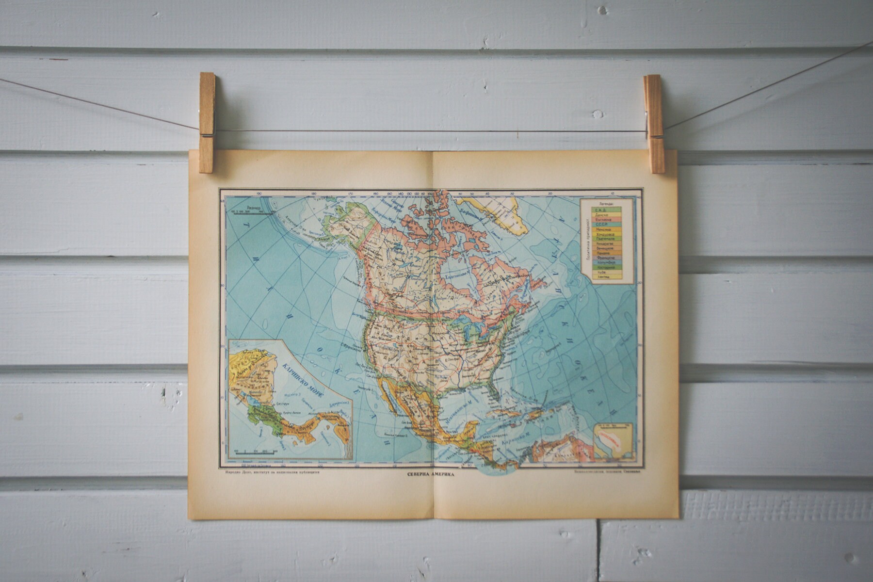 1937 Vintage North America Map - Etsy