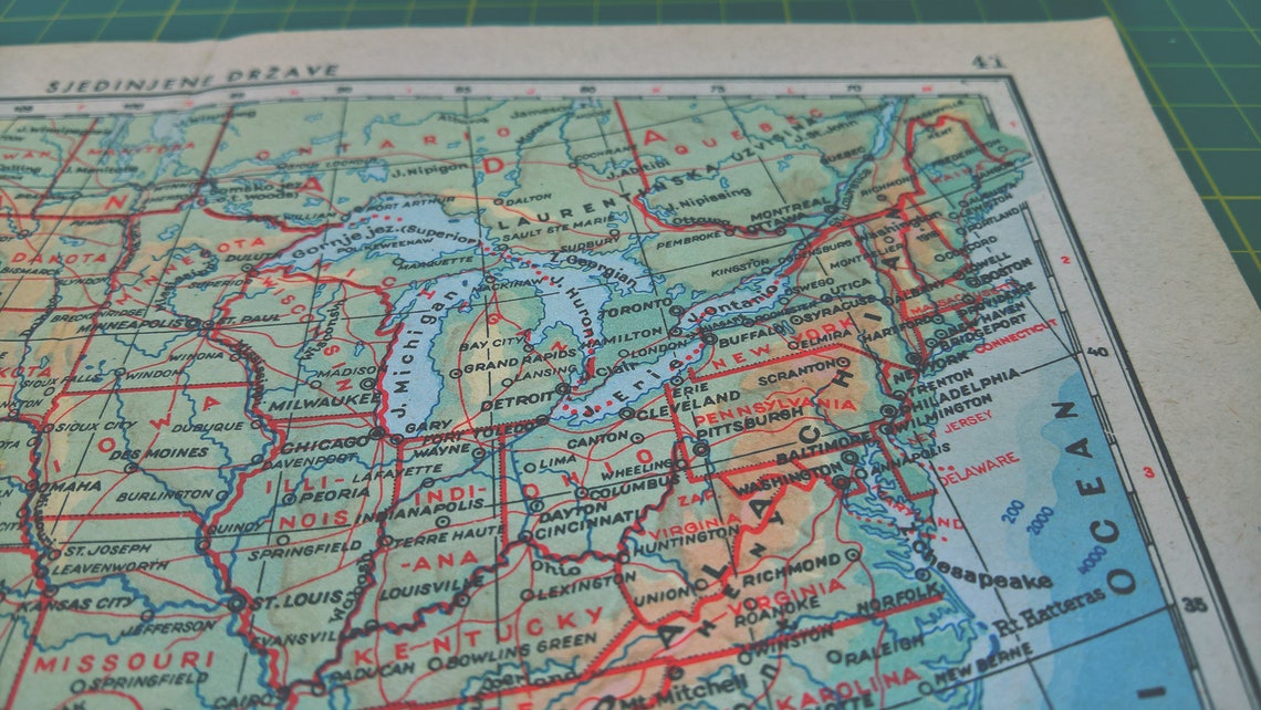 1956 Vintage USA Map | Etsy