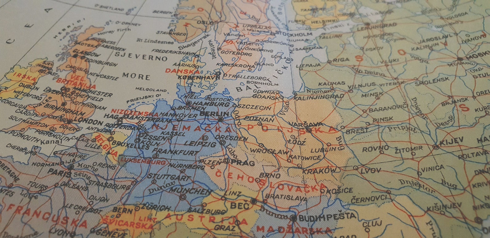 1956 Vintage Map of Europe - Etsy