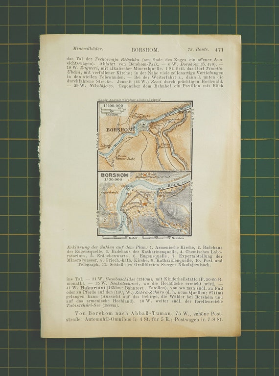 Home Décor 1912 Vintage Borjomi Map Globes & Maps etna.com.pe