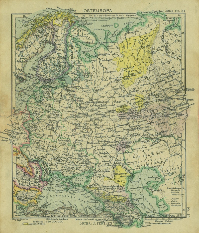 1941 Vintage Map of East Europe - Etsy