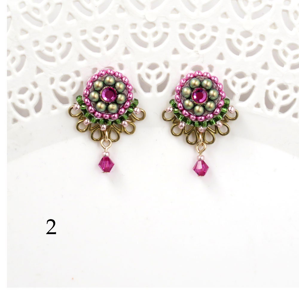 Colorful Stud Earrings Pretty Earring Stud Handmade Beaded - Etsy