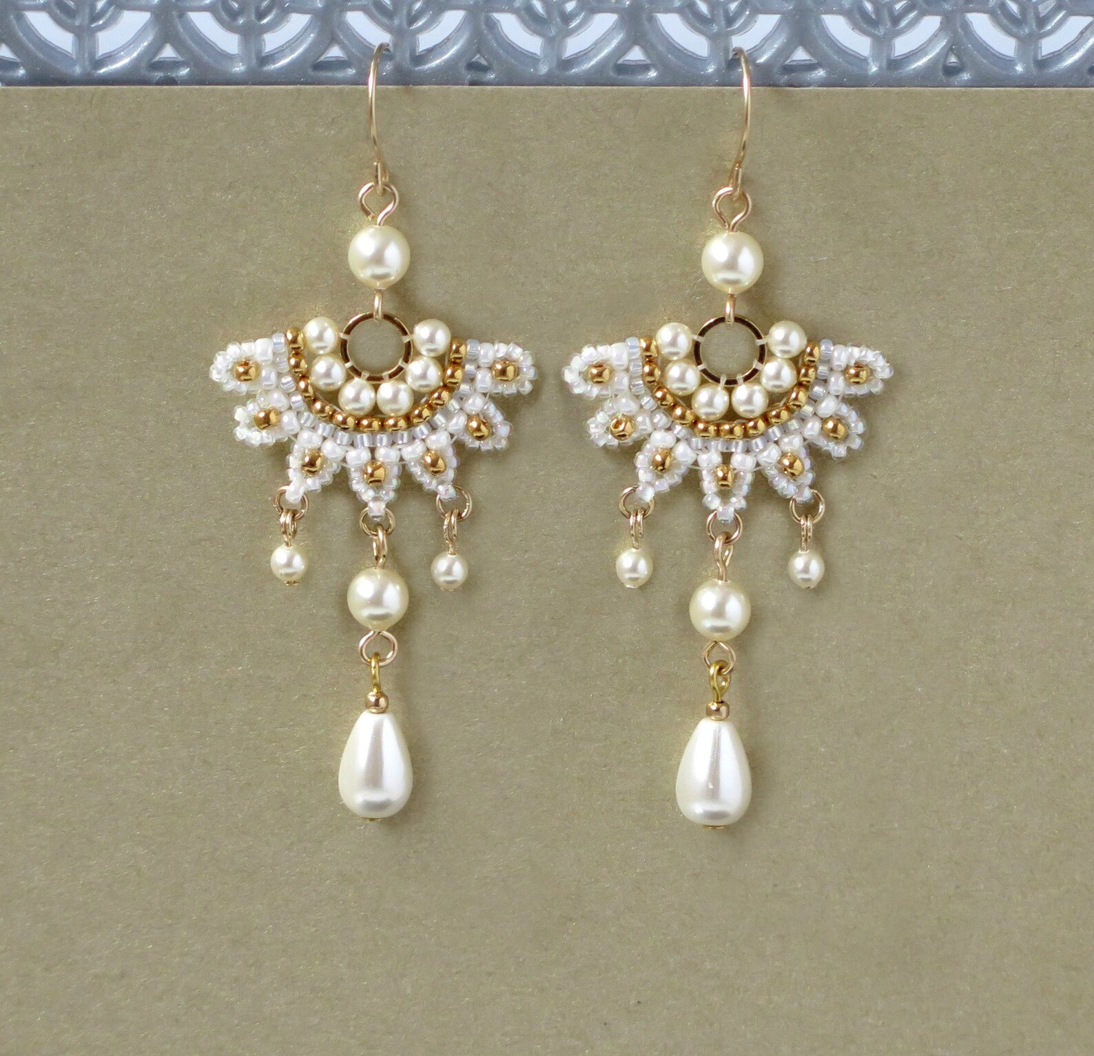 Boucles en perles longues boucles en eventail - Etsy France