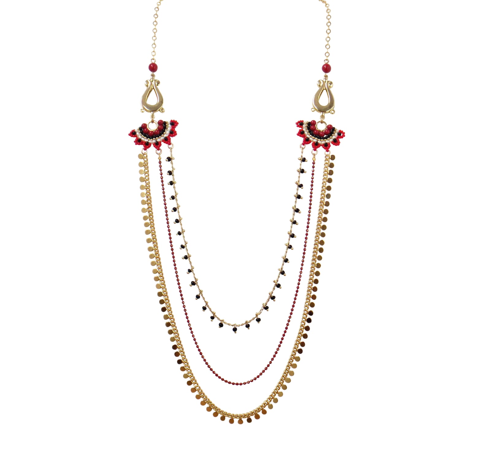 Long Layered Beaded Necklace Statement Layer Necklace - Etsy