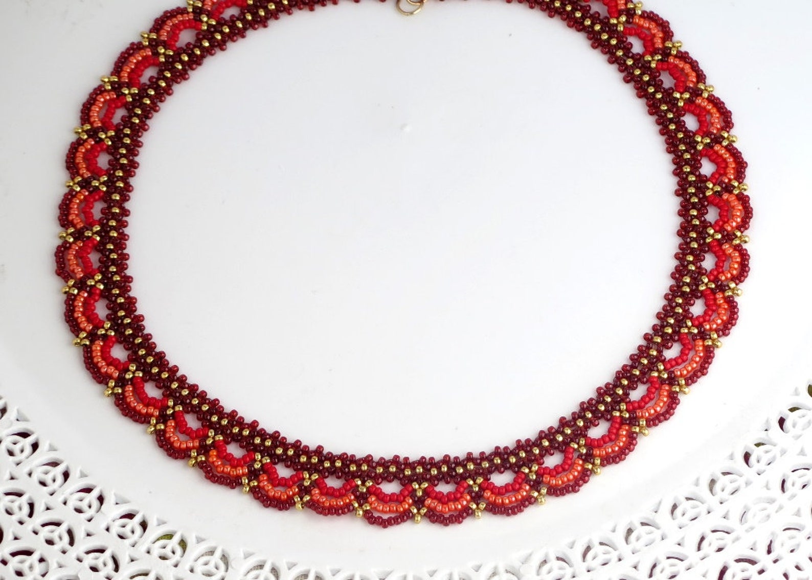 Red Jewelry Set Gift for Women Red Bead Necklace Red - Etsy