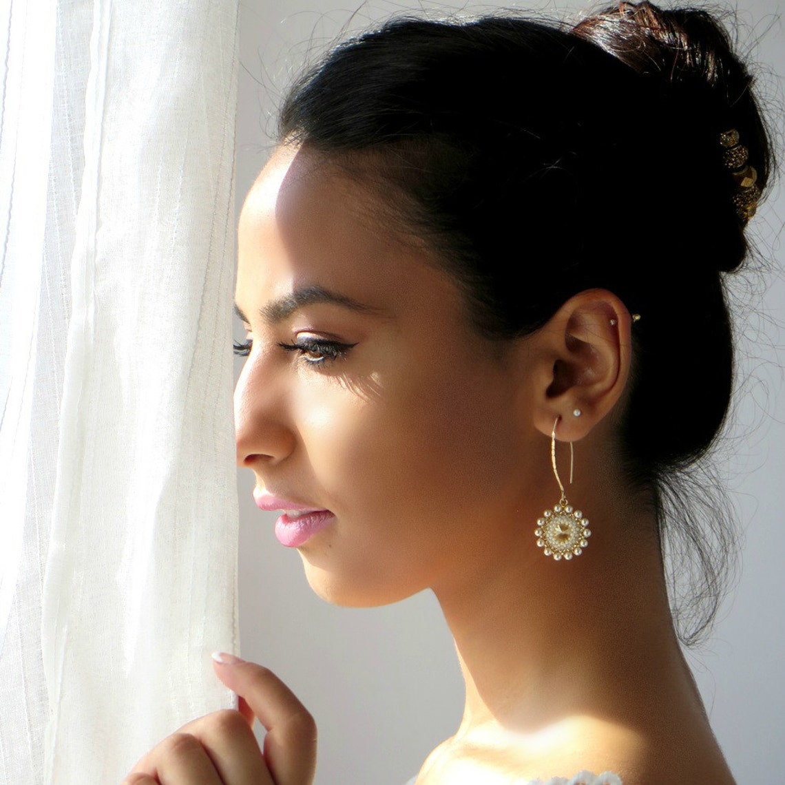 Long Pearl Bridal Dangle Earrings for Wedding Day Swarovski - Etsy