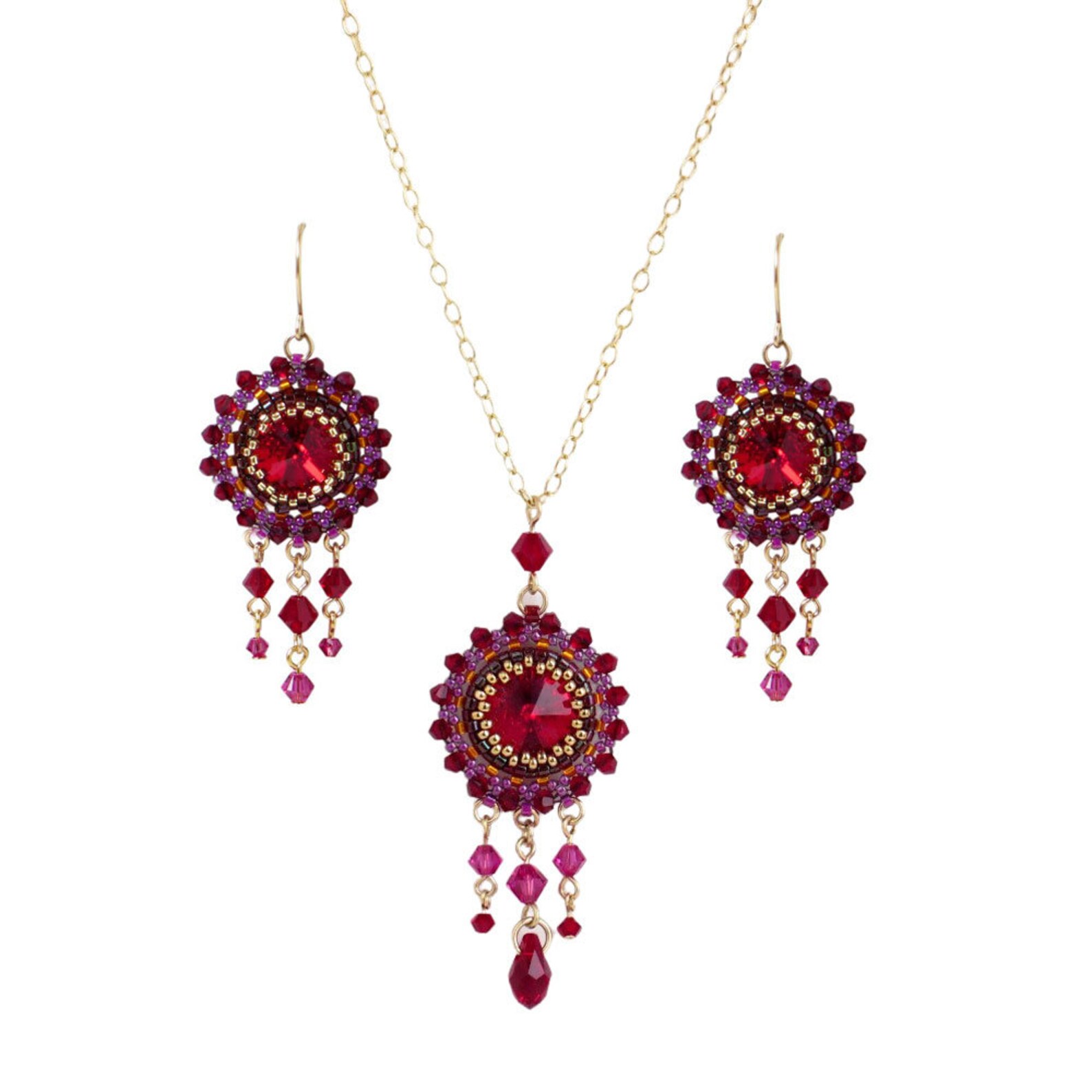 Red Statement Earrings Chandelier Earrings Boho Swarovski | Etsy