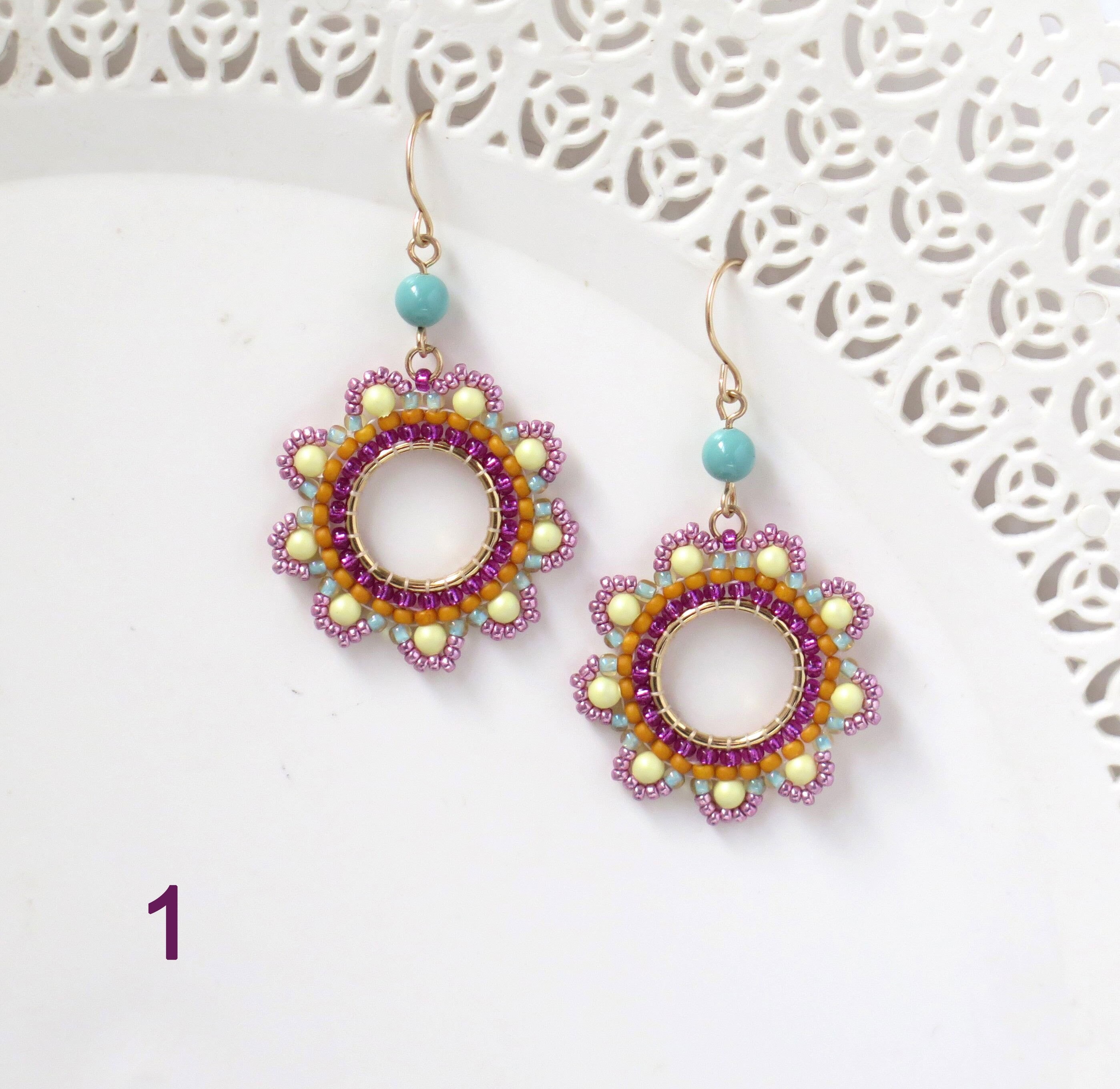 Pastel Flower Spring Earrings for Women Handmade Beaded | Etsy