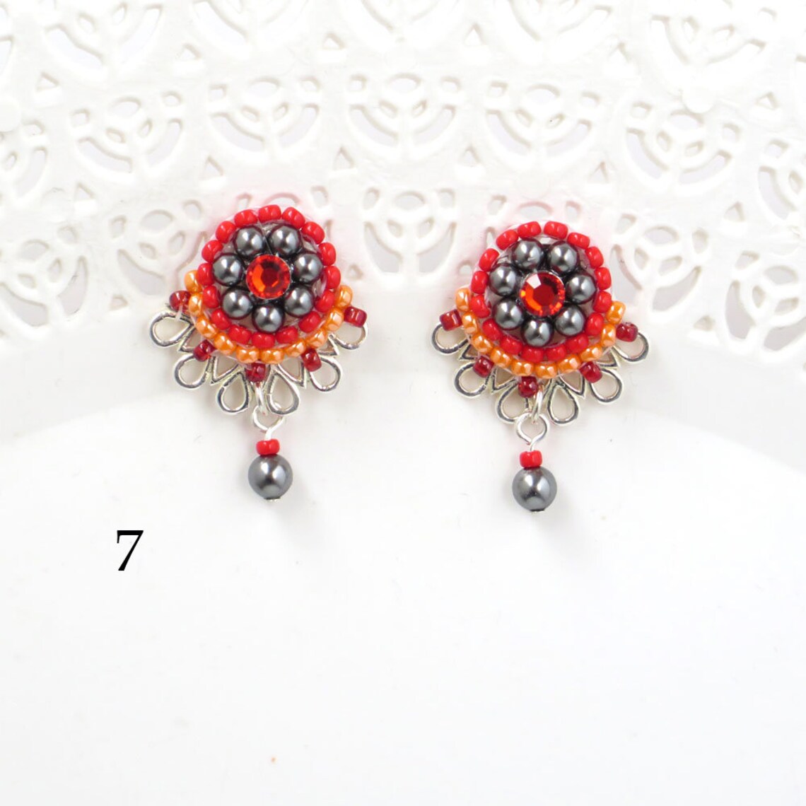 Colorful Stud Earrings Pretty Earring Stud Handmade Beaded - Etsy