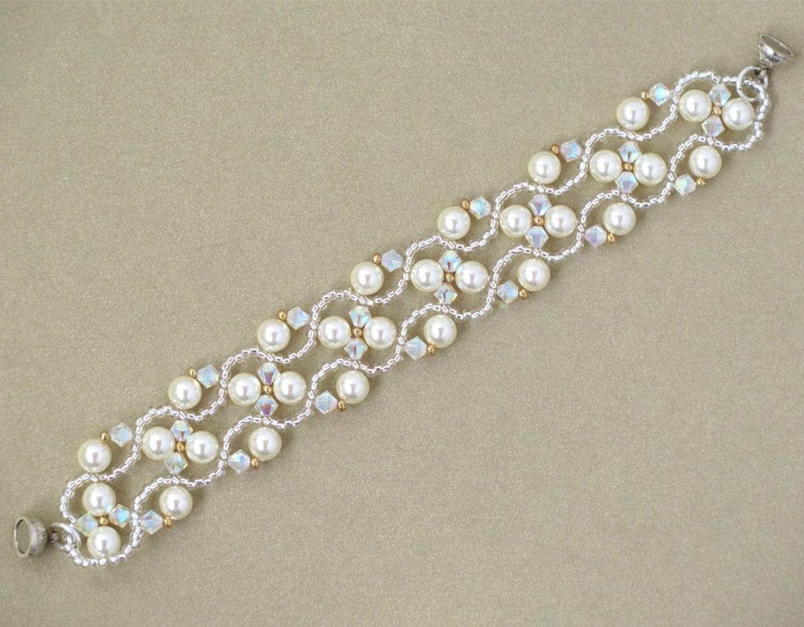 Bridal Pearl and Crystal Bracelet, Wedding Swarovski Pearl Bracelet ...