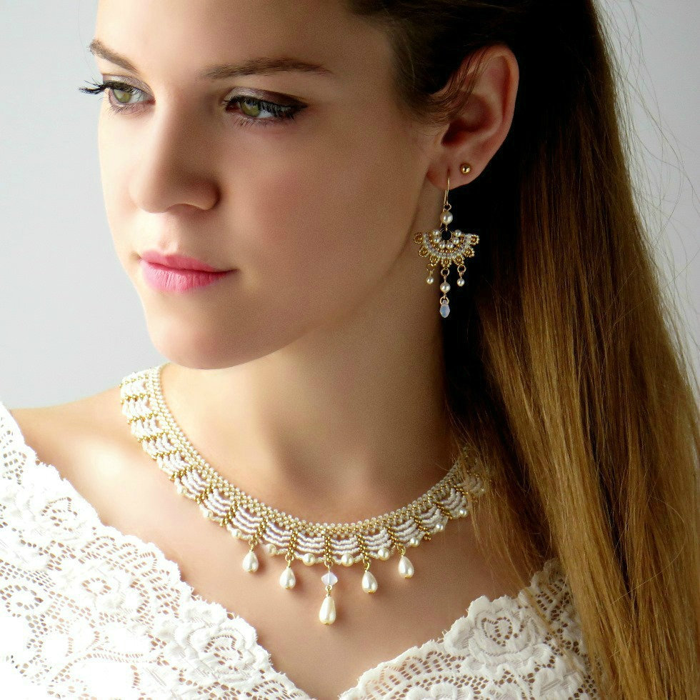Wedding Necklace Set Bridal Necklace and Earring Set Wedding - Etsy