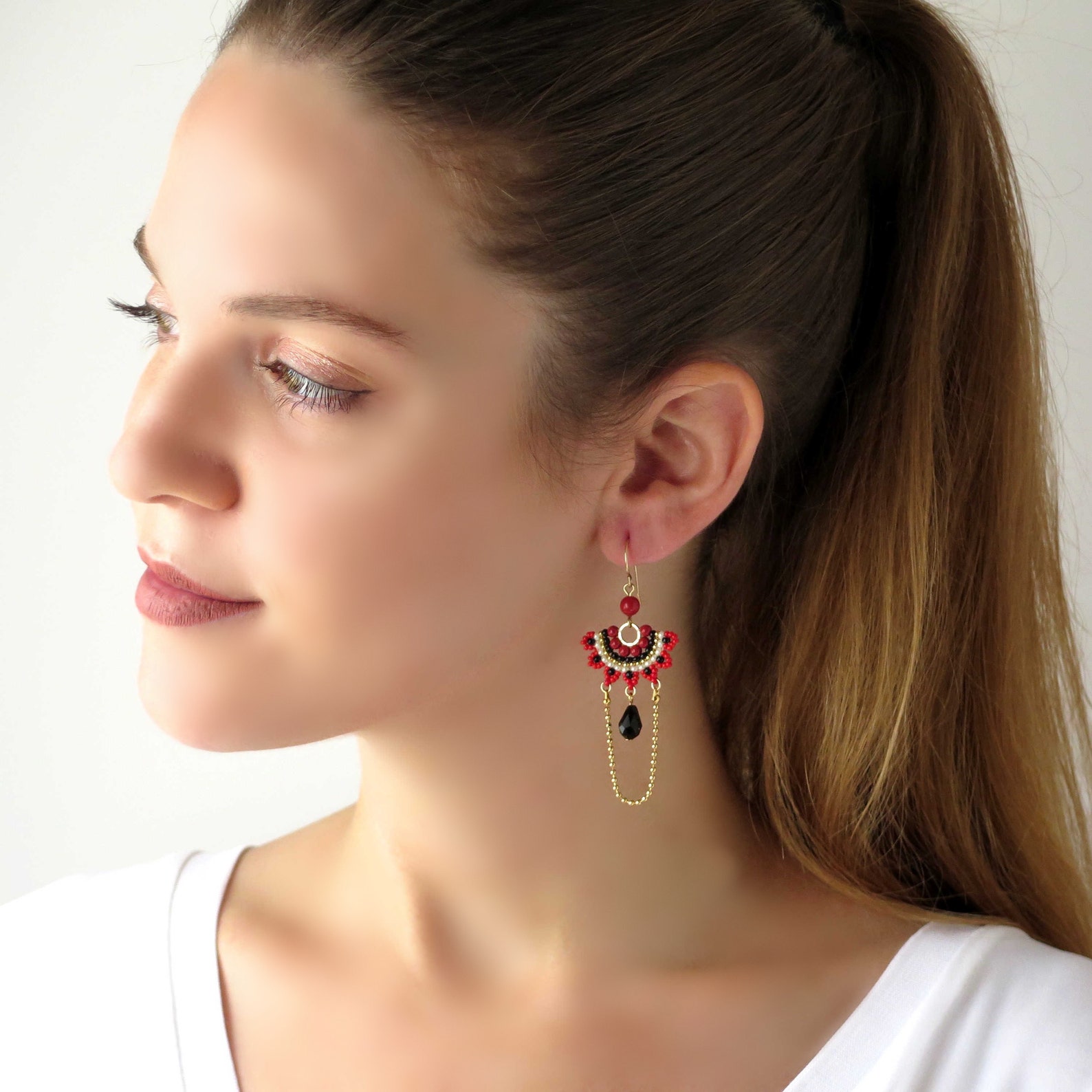 Long Layered Beaded Necklace Statement Layer Necklace - Etsy