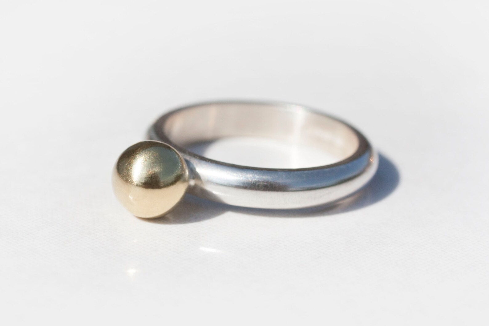 Gold and Silver Ring, Gold Orb Ring, Gold Ball Ring, Gold Nugget Ring ...