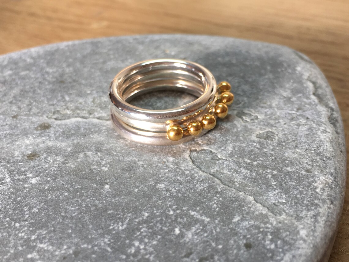 Gold and Silver Stacking Ring Gold Bobble Ring Gold and - Etsy UK