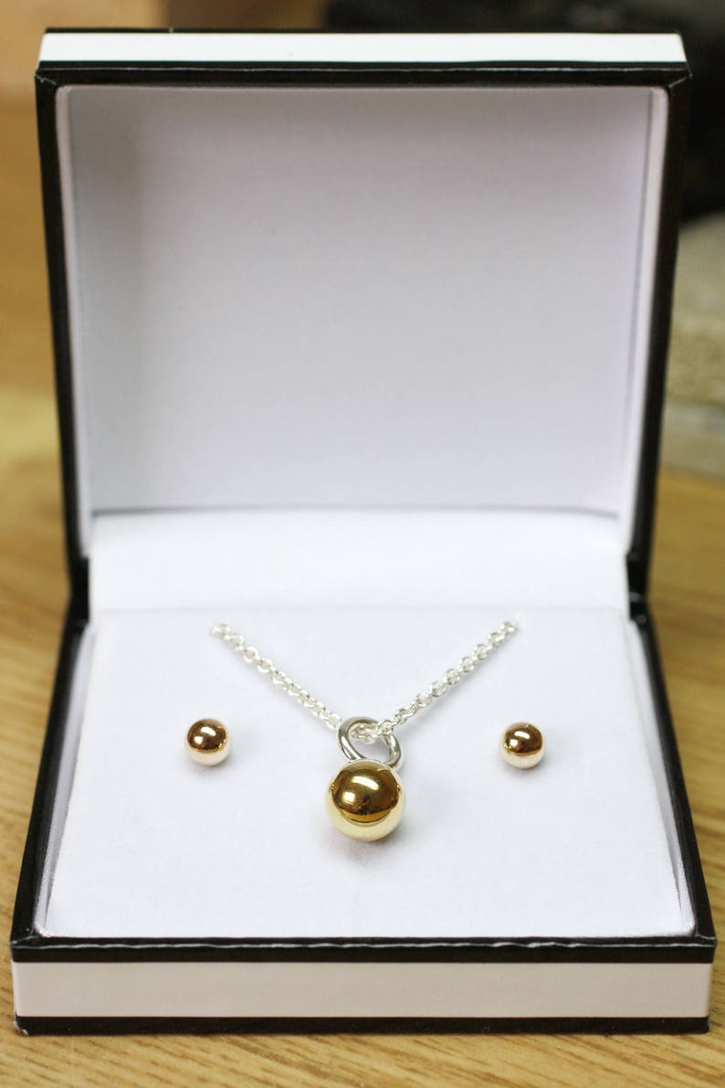 Gold Orb Pendant and Matching Earrings, 9 Carat Gold Pendant and ...
