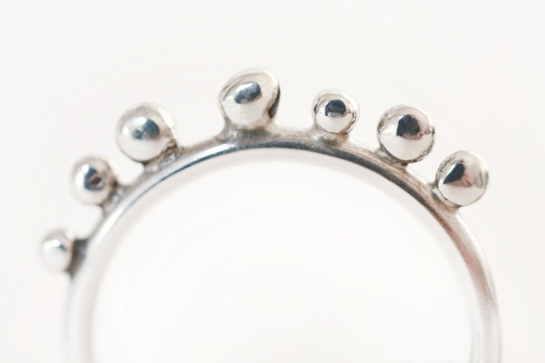 Delicate Silver Ring, Tiny Pebble Silver Ring, Silver Bobble Ring ...