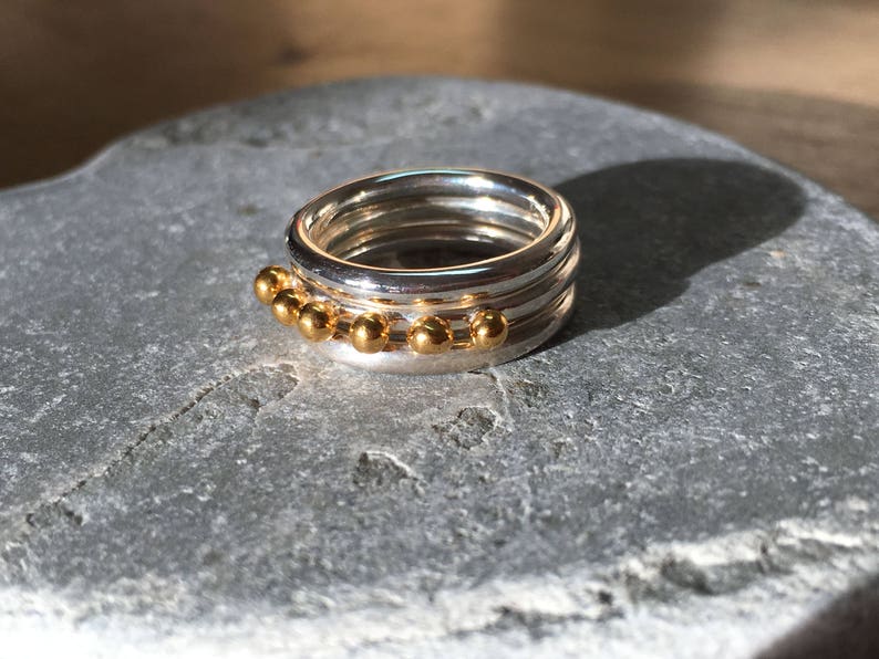 Gold and Silver Stacking Ring Gold Bobble Ring Gold and - Etsy UK
