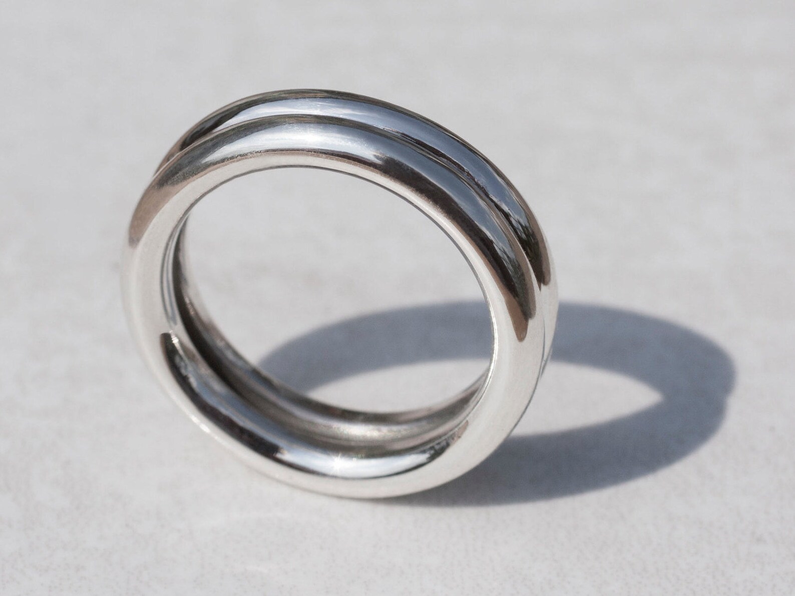Double Silver Ring Chunky Silver Ring Double Halo Ring Wide - Etsy UK