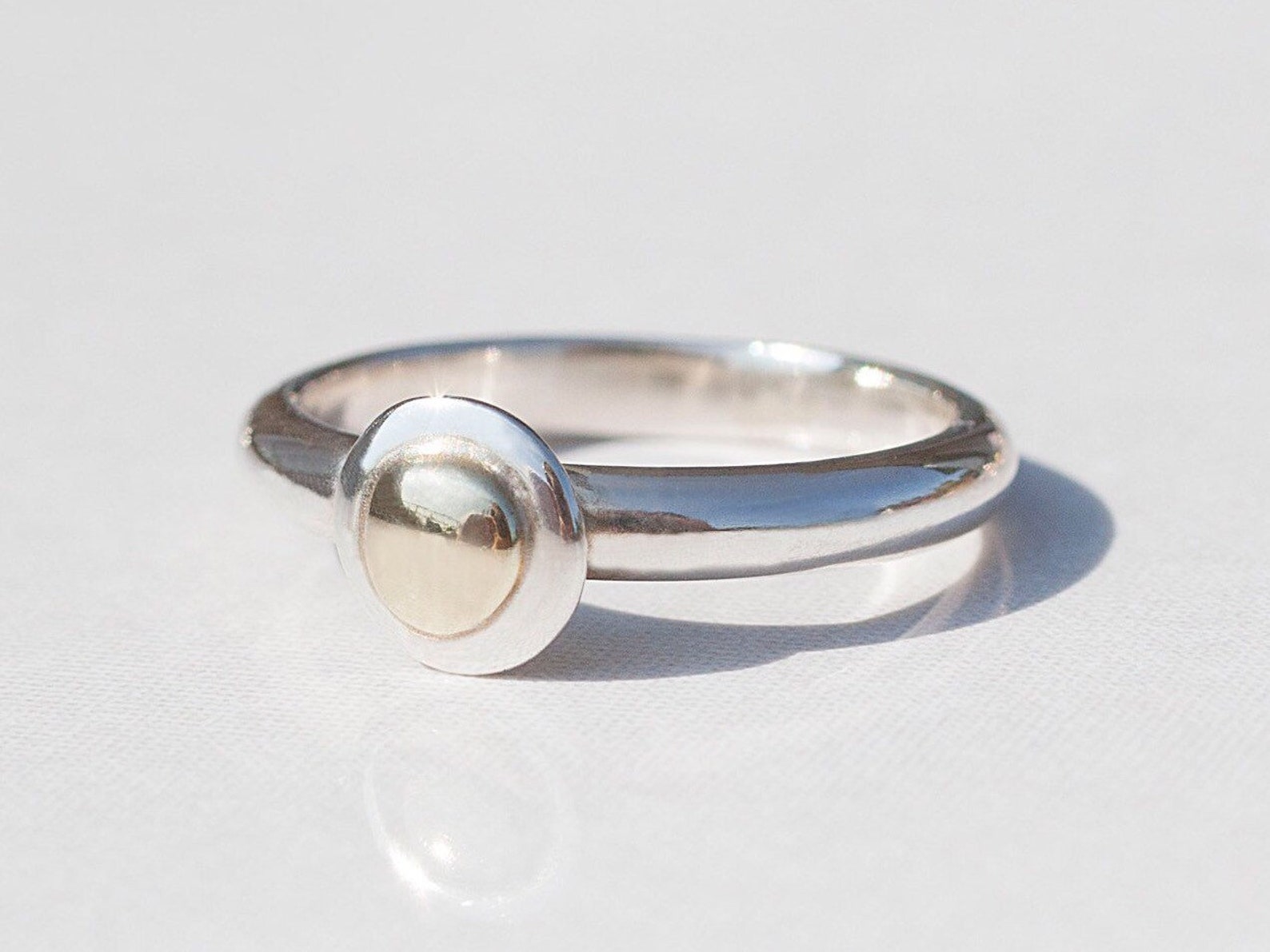 Silver and Gold Ring Mixed Metal Ring Silver and Brass Ring - Etsy UK