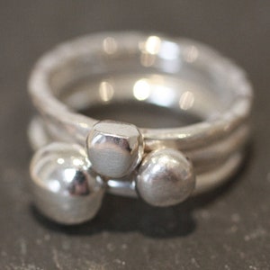 Silver Pebble Rings, Silver Stacking Ring, Nugget Rings, Stacking Rings, Silver Nugget Rings ...
