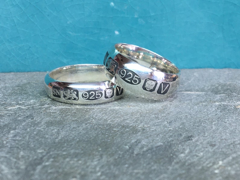 Hallmarked Silver Ring, London Hallmark Ring, UK Hallmark Ring, Wide ...