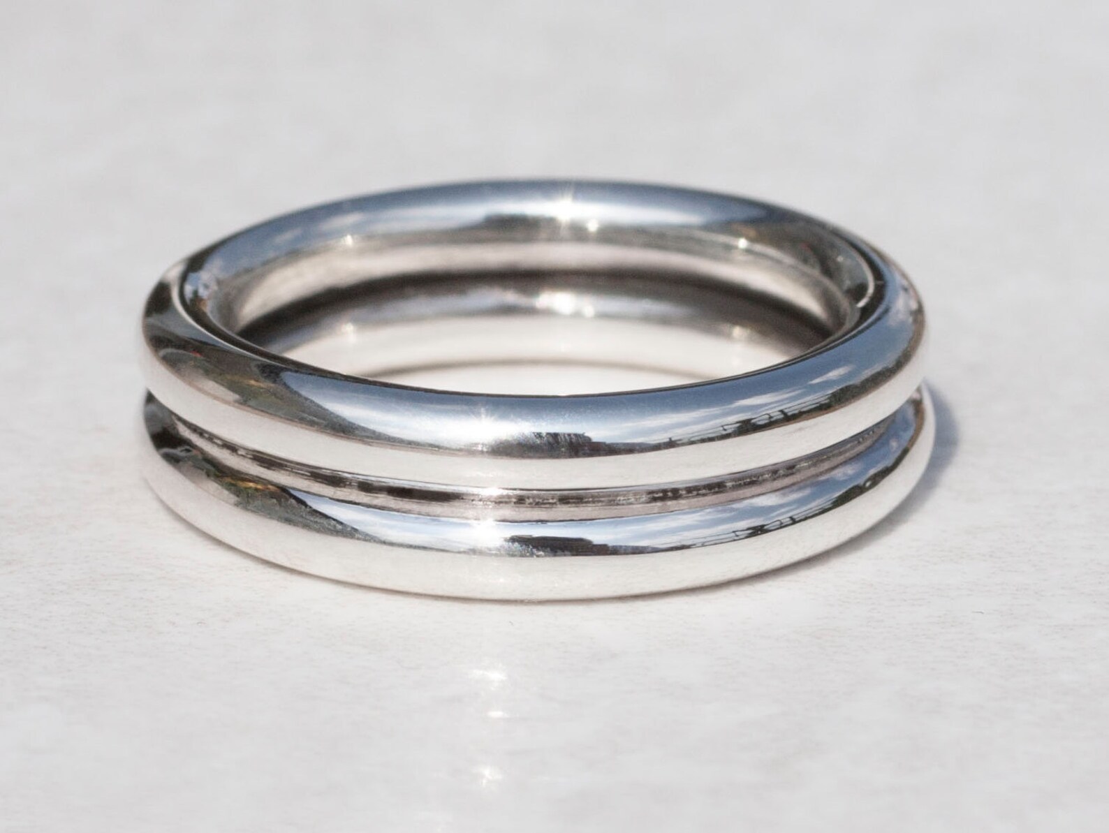 Double Silver Ring Chunky Silver Ring Double Halo Ring Wide - Etsy UK