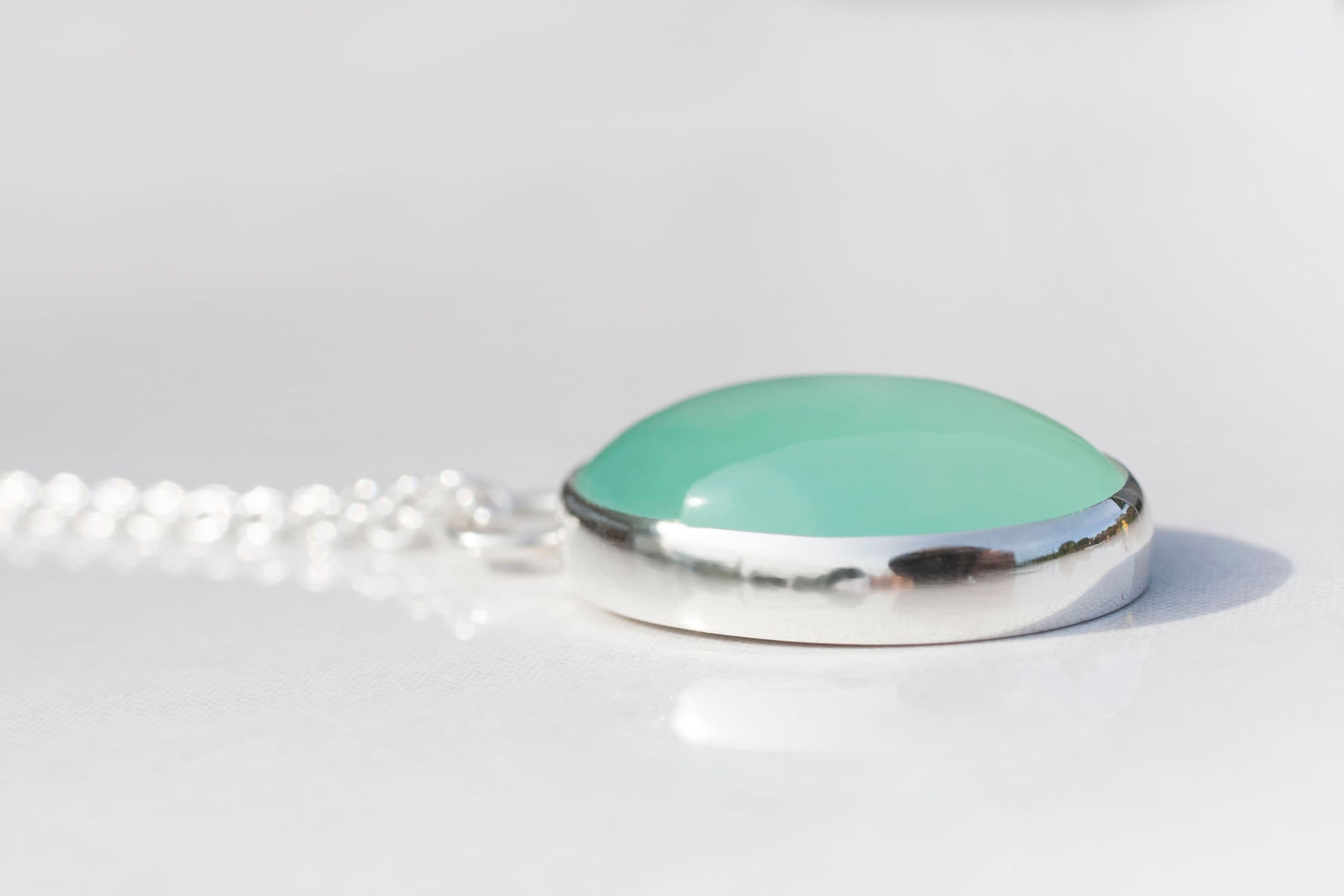 Green Gemstone Pendant, Apple-green pendant, Chrysoprase Oval Pendant ...