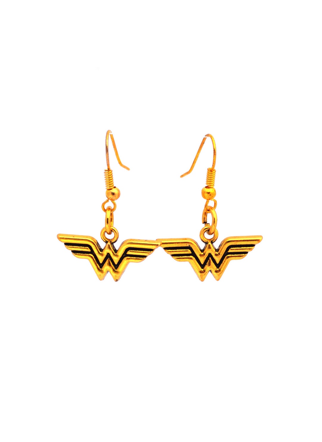 DC Wonder Woman Superhero Gold Logo Earrings - Etsy