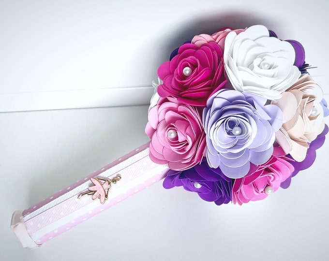 Dance Recital Paper Flower Bouquet - Ballet- Pink, Purple and White ...
