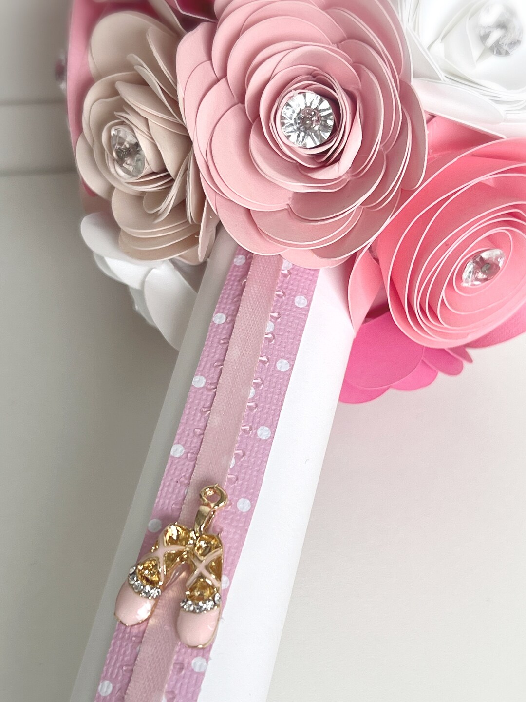 Dance Recital Paper Flower Bouquet Ballet Pink and White Ballerina - Etsy