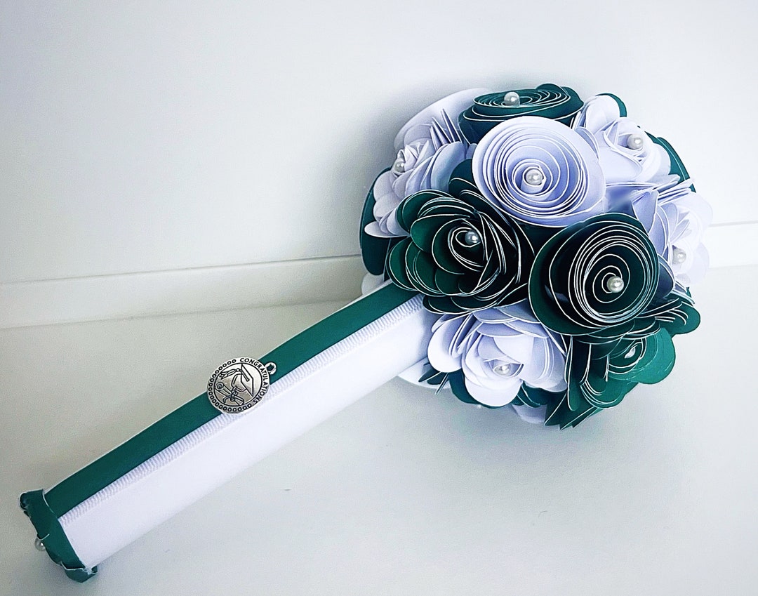 Graduation Paper Flower Bouquet - Green & White - Etsy