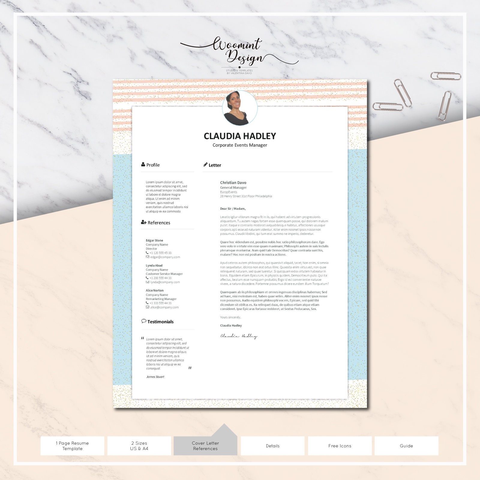Beautiful and Original Template Resume Resume & Cover Letter - Etsy