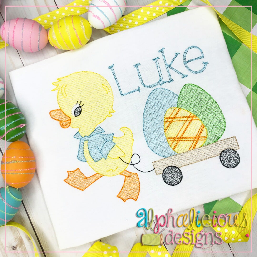 Duck With Wagon Embroidery Design: Easter Eggs Sketch (digital Download ...