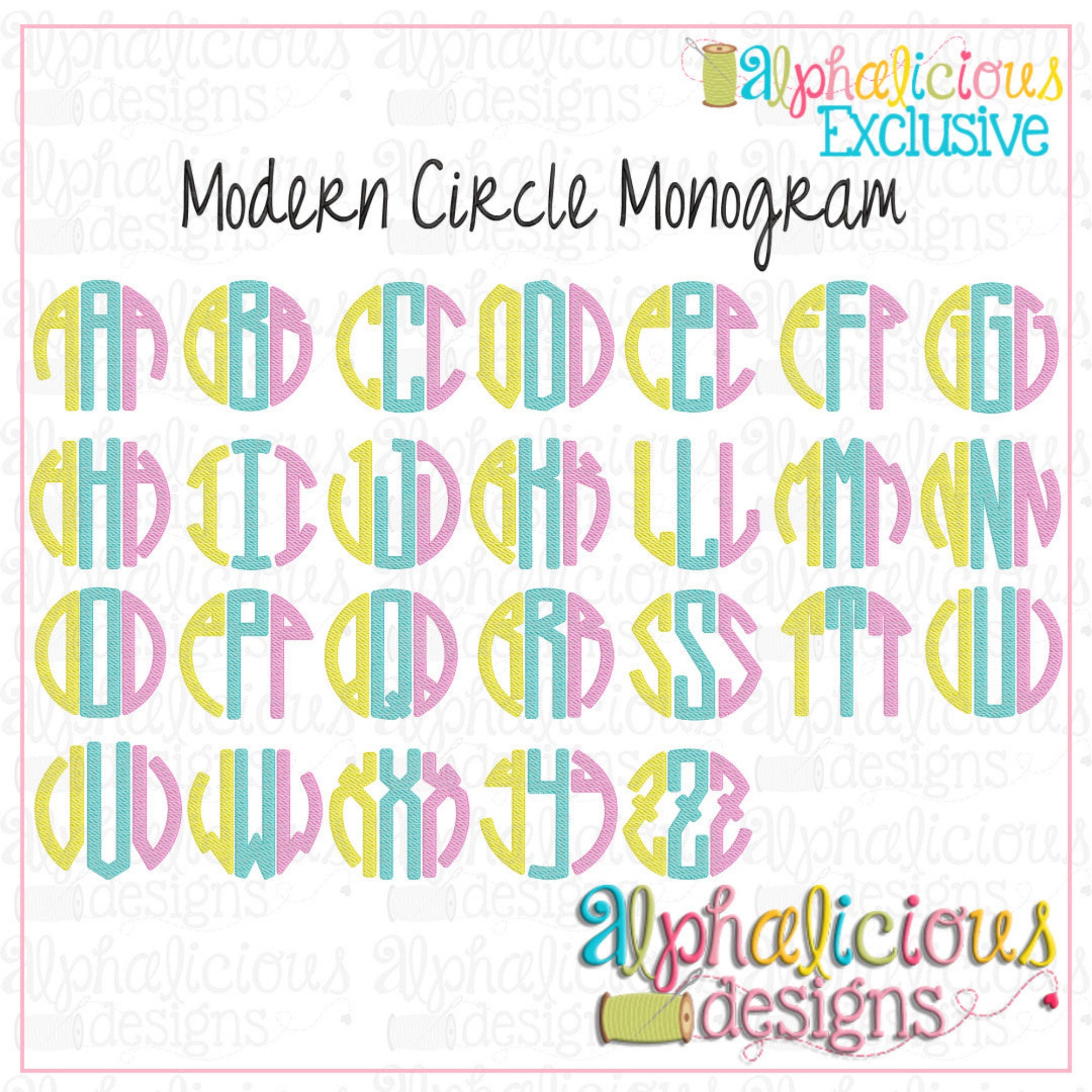 Modern Circle Monogram Font - 5 Sizes - Several Different File Formats ...