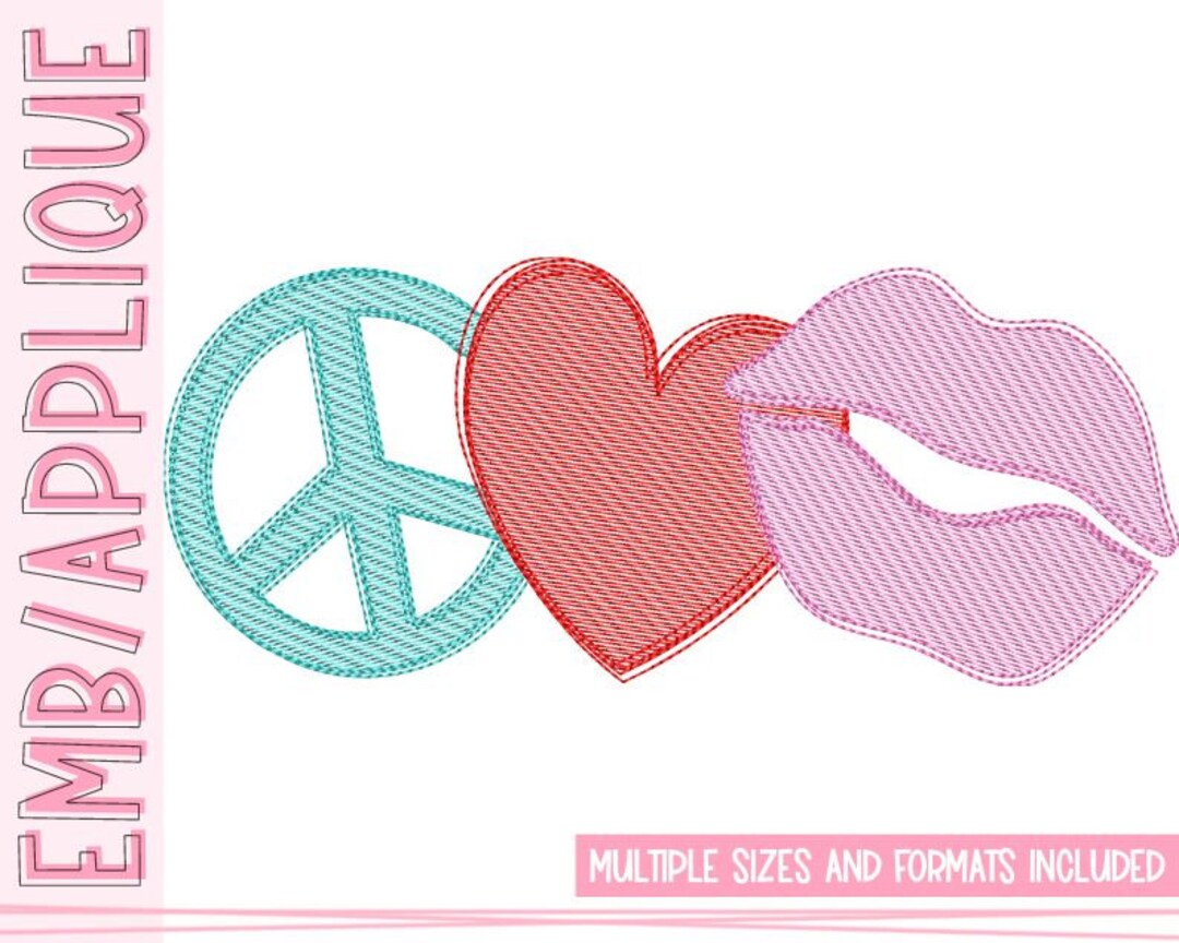 Peace Love Lips- Sketch Designs - Valentine's Day Designs - Valentine ...