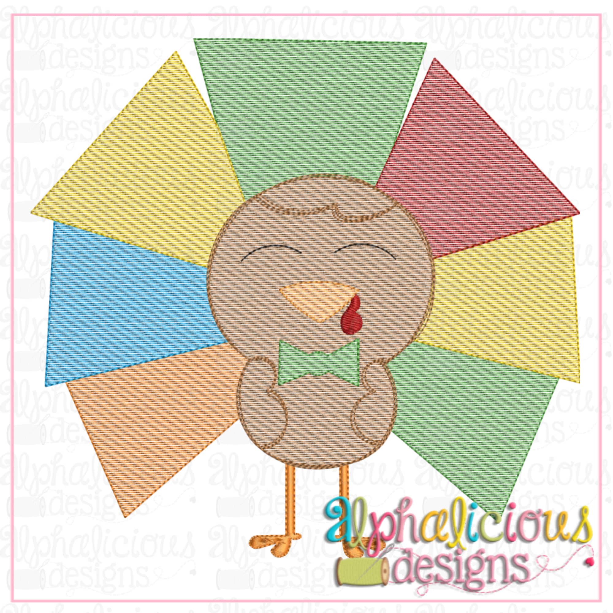 Geometric Turkey Sketch Embroidery Design Digitized | Etsy