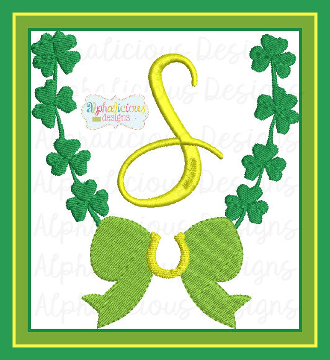 Saint Patty's Clover and Horse Shoe Monogram Frame-all Sizes Laurel ...