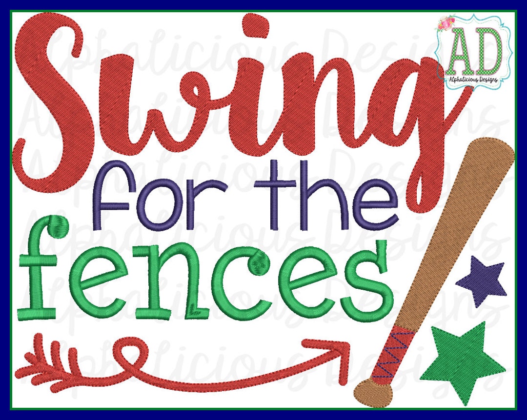 Swing for the Fences Word Art- Baseball Themed Embroidery Word Art ...