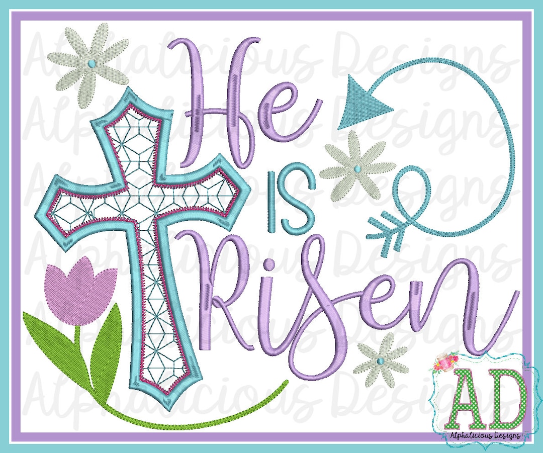 He is Risen- Digitized Easter Word Art- Easter Design- Digitized Design ...